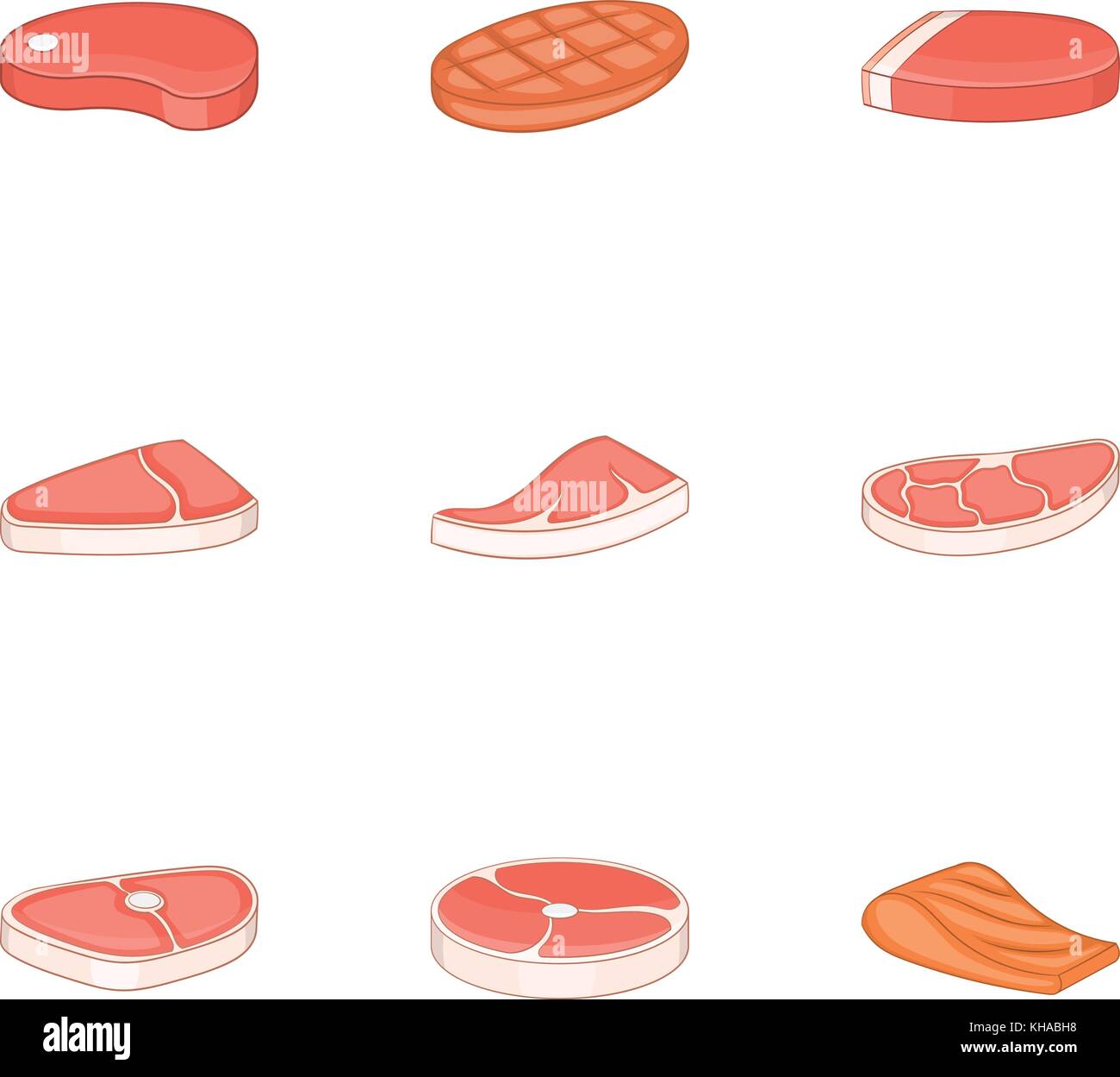 Fresh meat, fish icons set, cartoon style Stock Vector Image & Art - Alamy