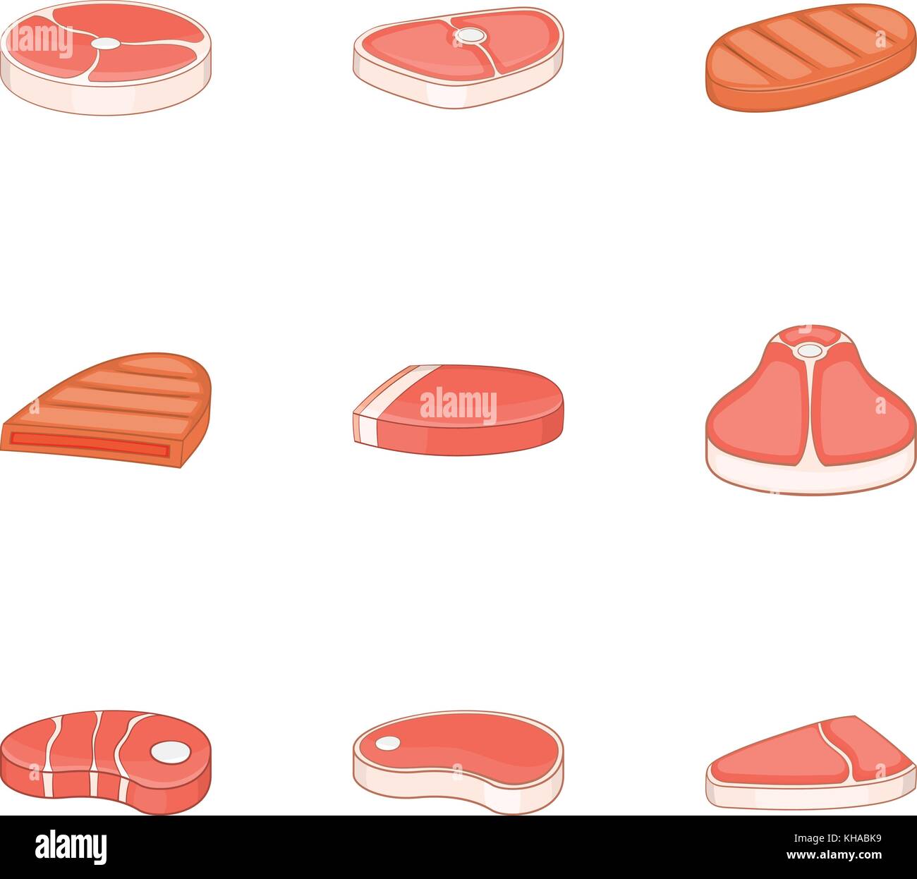 Steak icons set, cartoon style Stock Vector Image & Art - Alamy