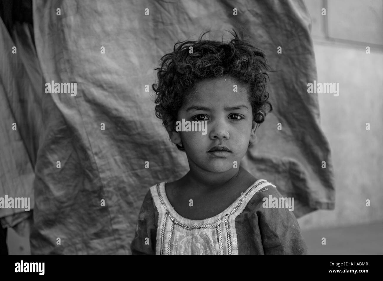 African child with a strong expression on her face. Taken in Mali Stock ...