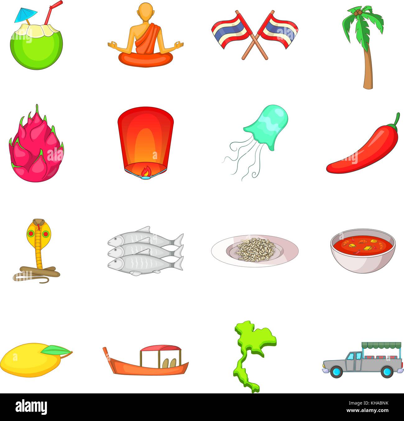 Thailand symbols icons set, cartoon style Stock Vector Image & Art - Alamy