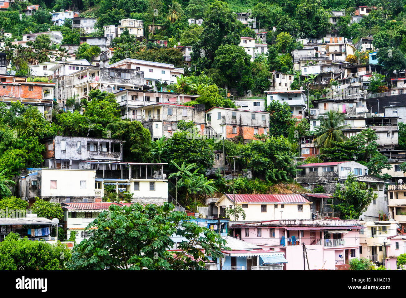 Northern quarter, houses on stilts, Fort-de-France, Martinique Stock ...