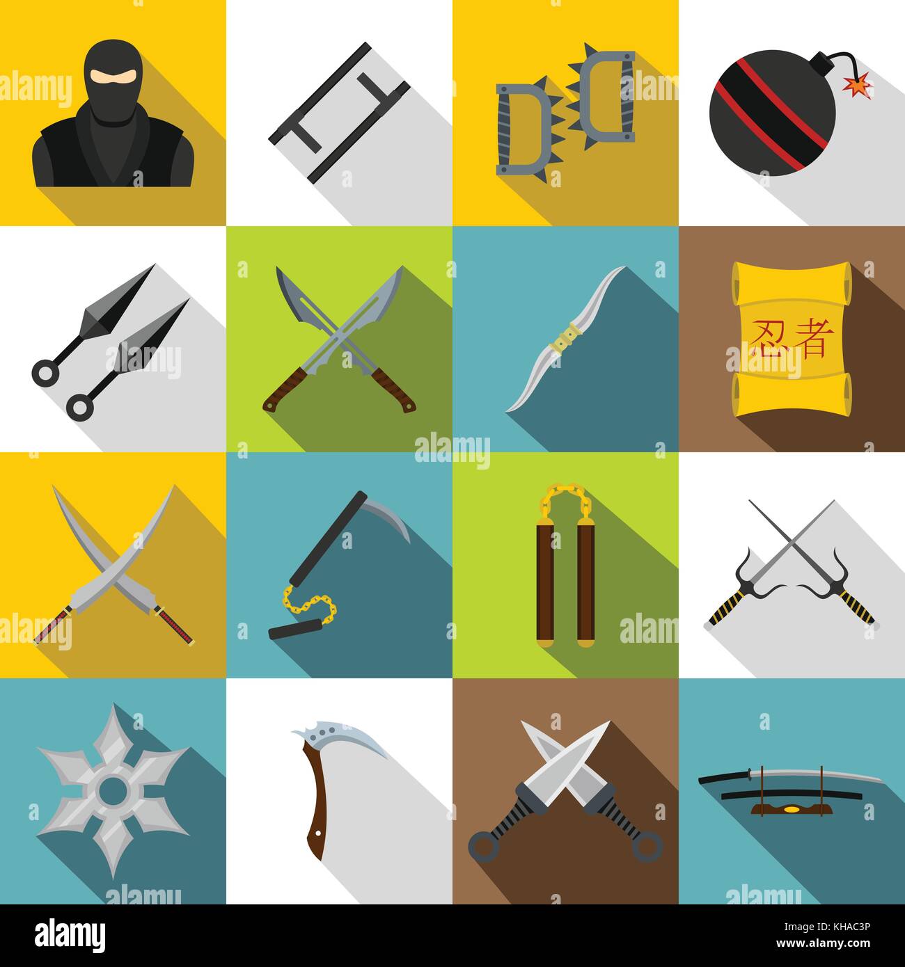 Ninja tools icons set, flat style Stock Vector Image & Art - Alamy