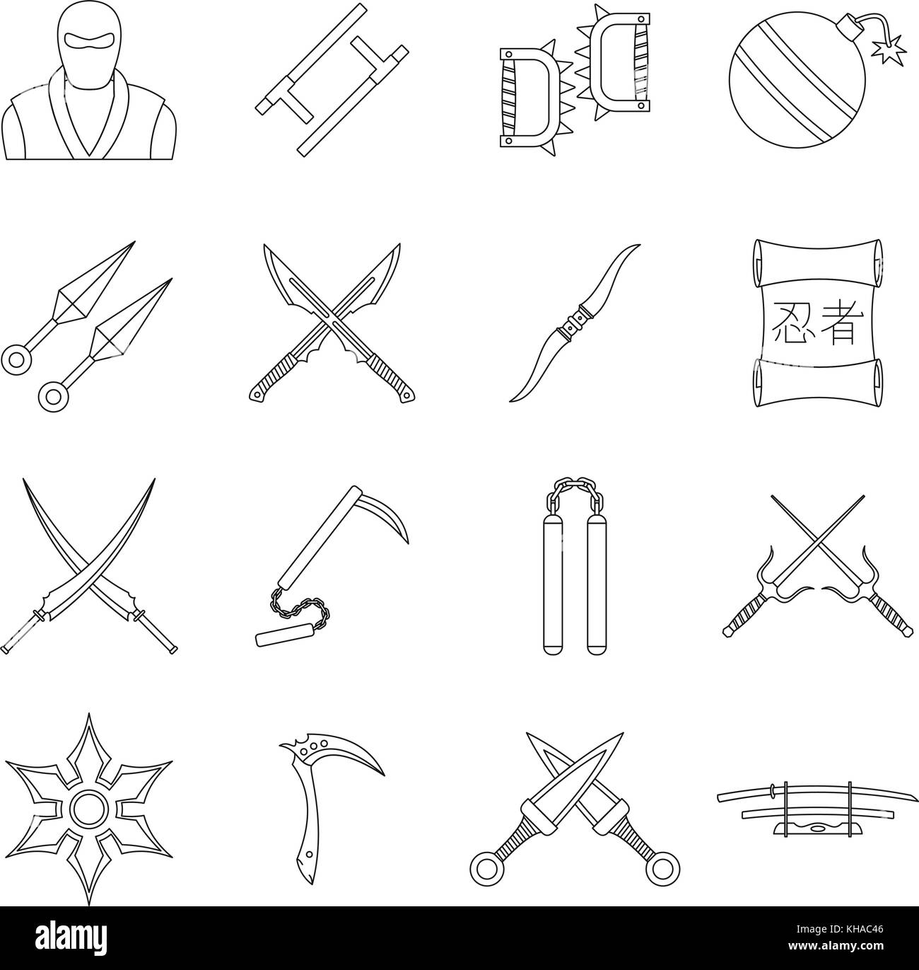 Ninja tools icons set, outline style Stock Vector Image & Art - Alamy