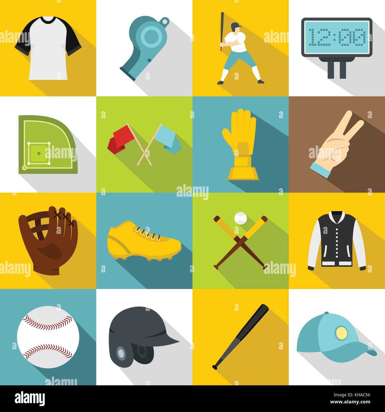 Baseball icons set, flat style Stock Vector Image & Art - Alamy