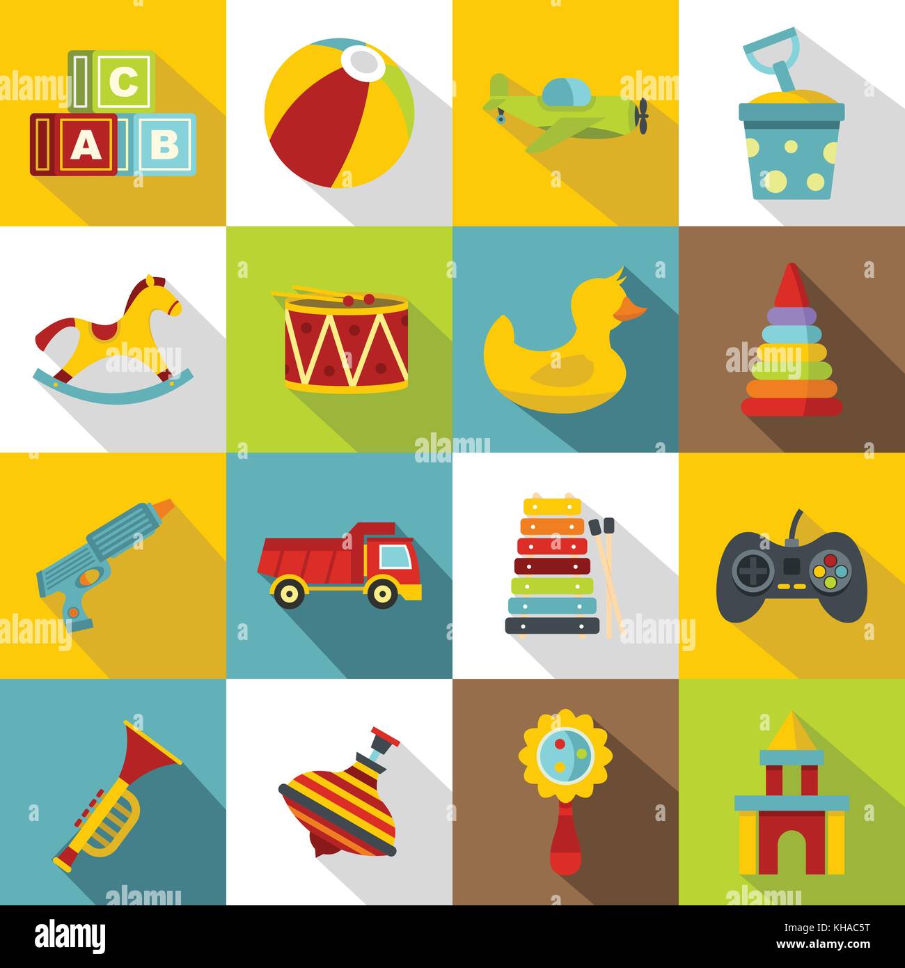 Different kids toys icons set, flat style Stock Vector Image & Art - Alamy