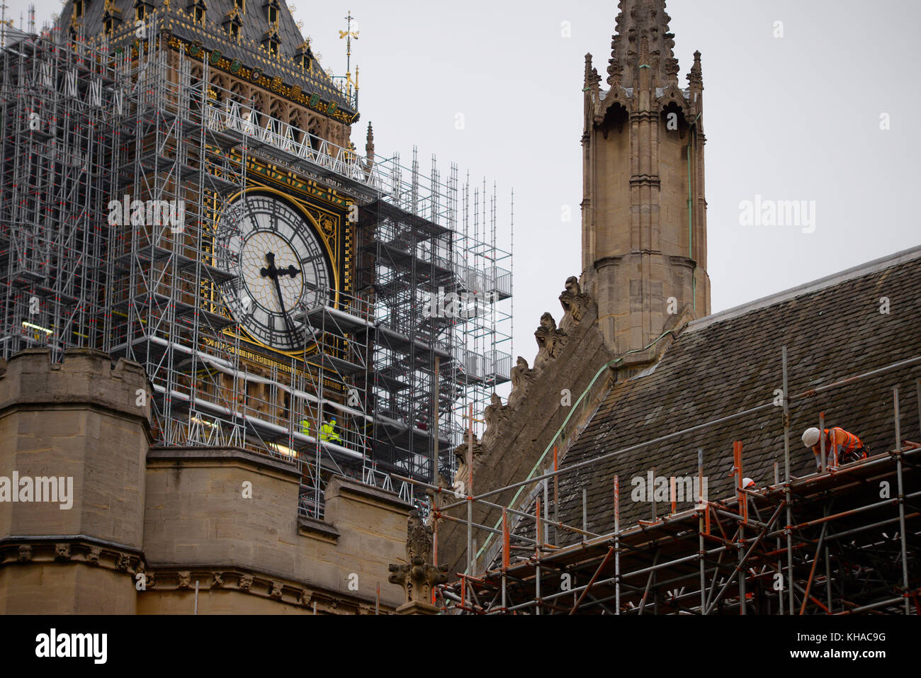 Palace of Westminster building work, construction, scaffolding on ...