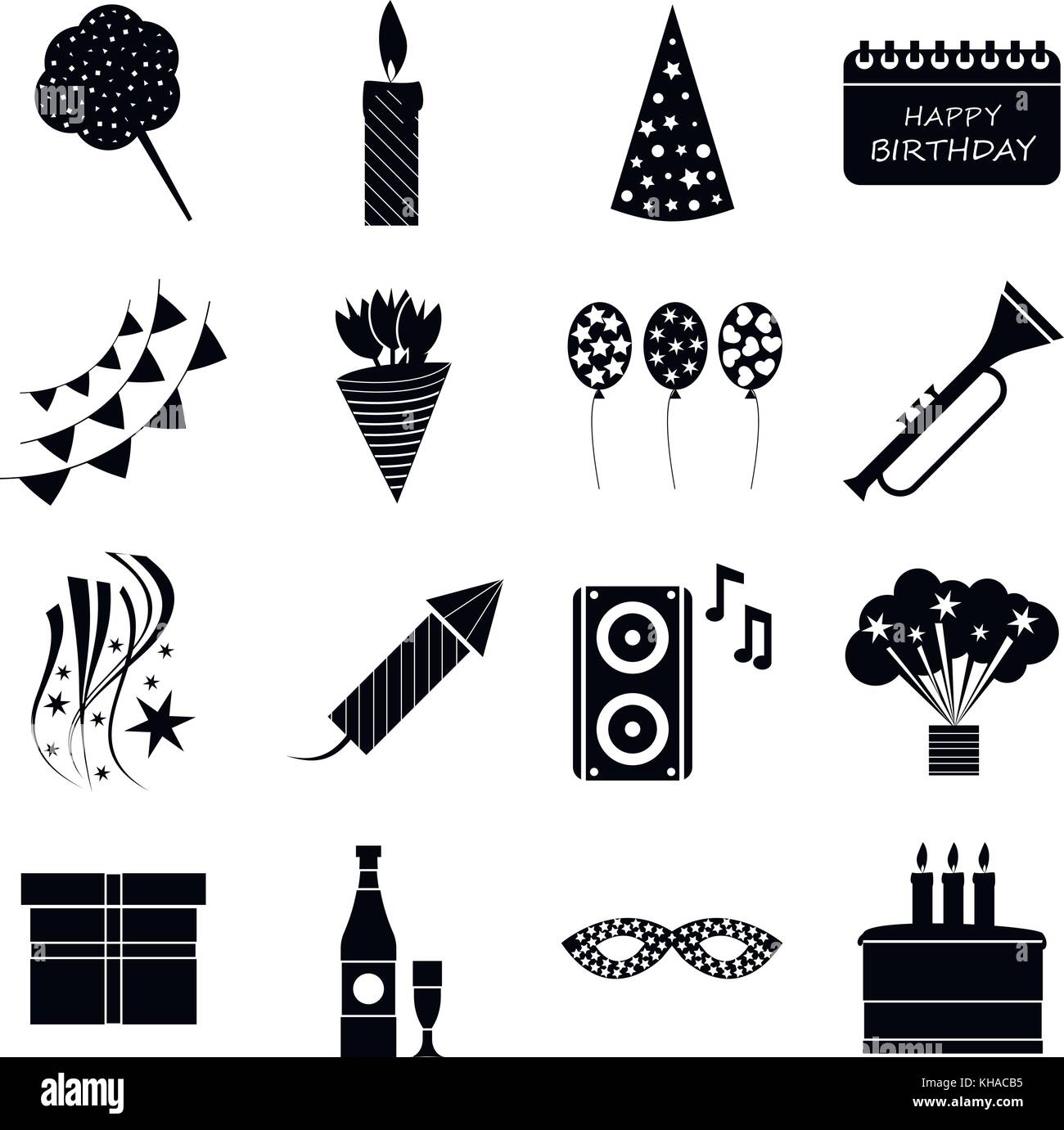 Happy birthday icons set, simple style Stock Vector Image & Art - Alamy