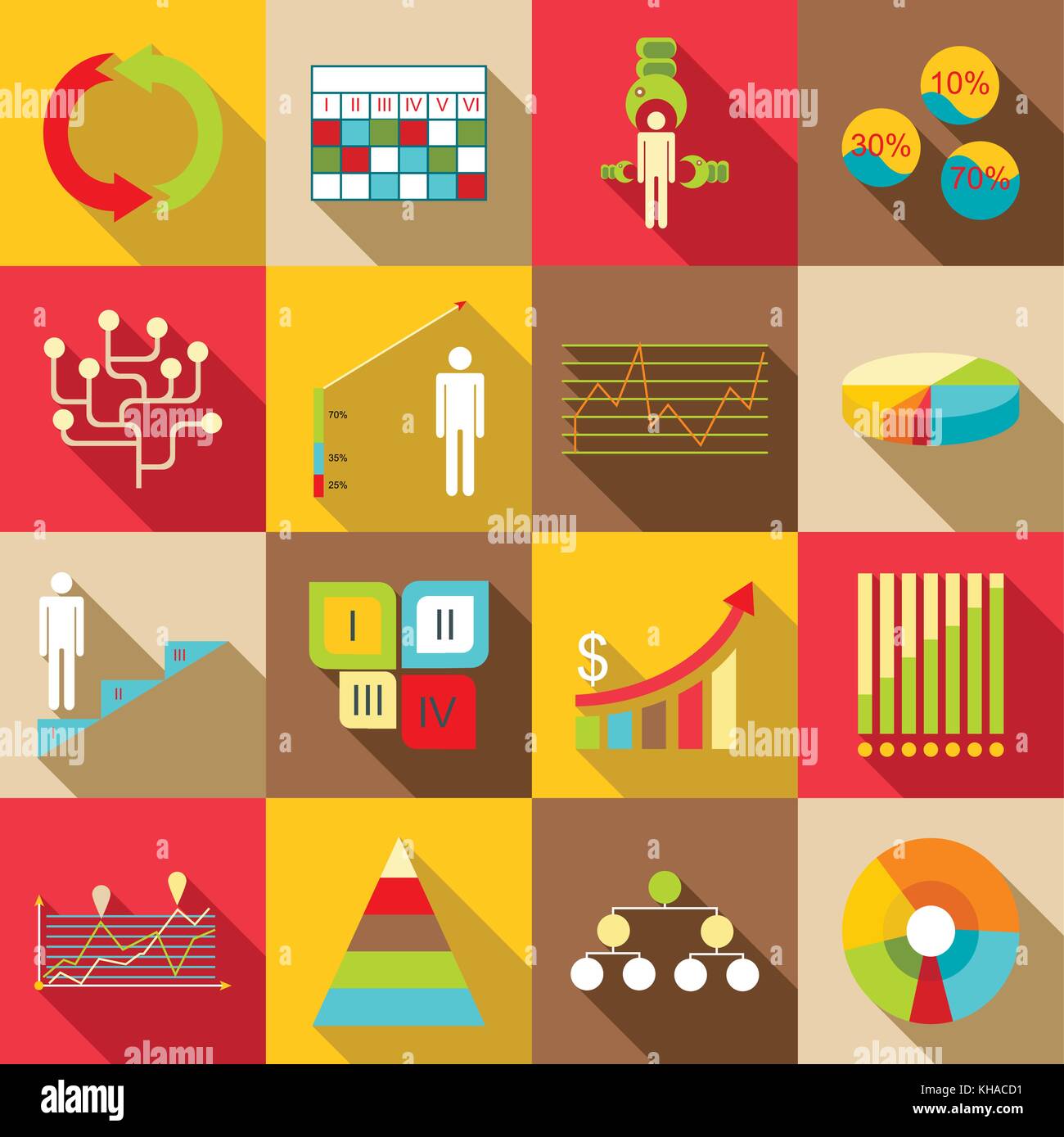 Infographic symbols parts icons set, flat style Stock Vector Image ...