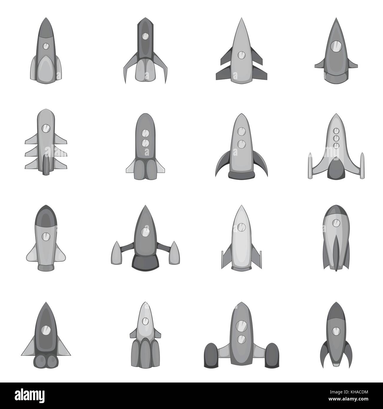 Rockets icons set, monochrome style Stock Vector Image & Art - Alamy
