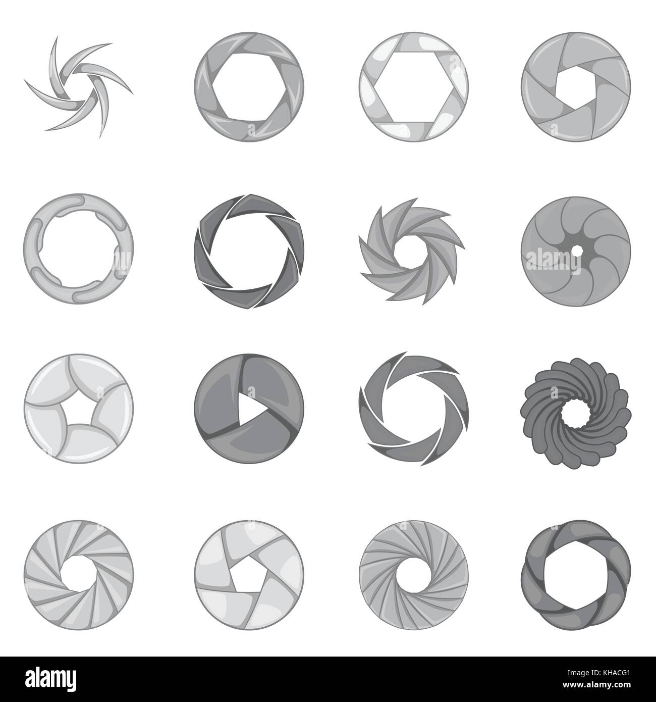 Photo diaphragm icons set, monochrome style Stock Vector Image & Art ...