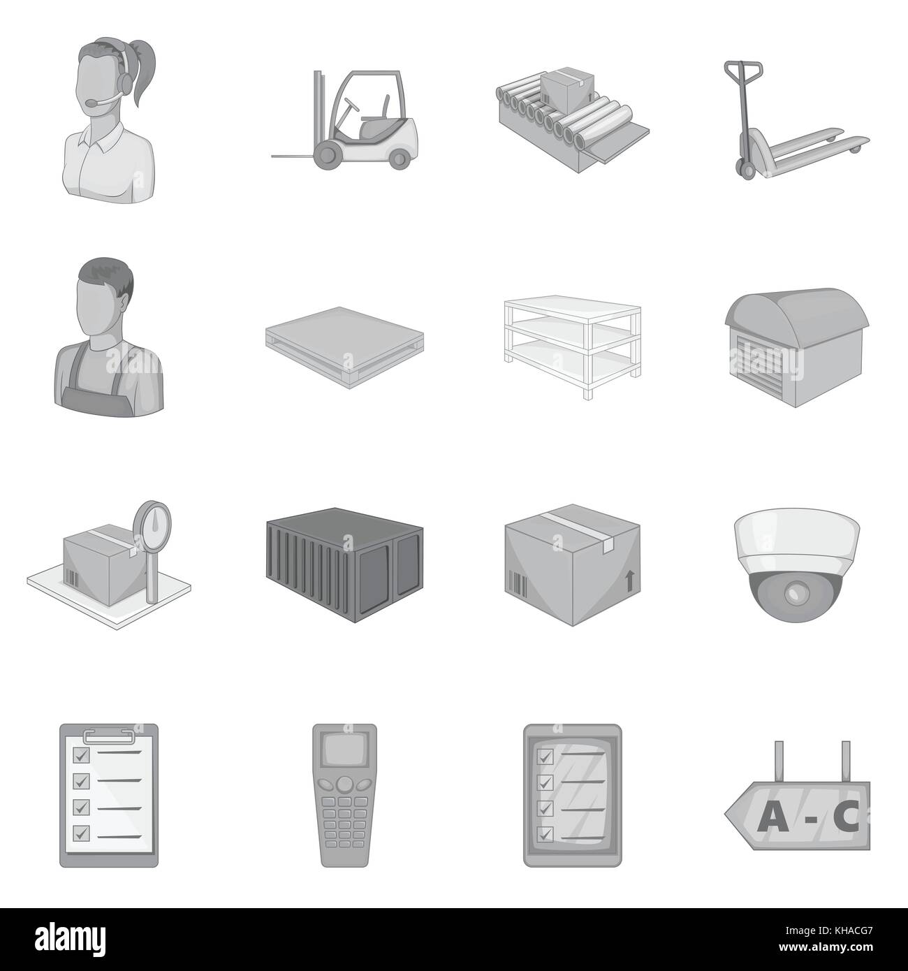 Warehouse store icons set, monochrome style Stock Vector Image & Art ...