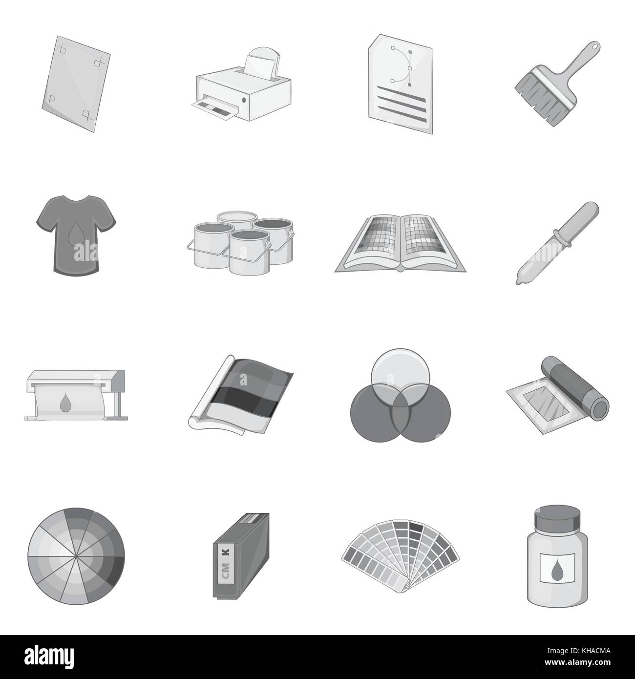 Print process icons set, monochrome style Stock Vector Image & Art - Alamy