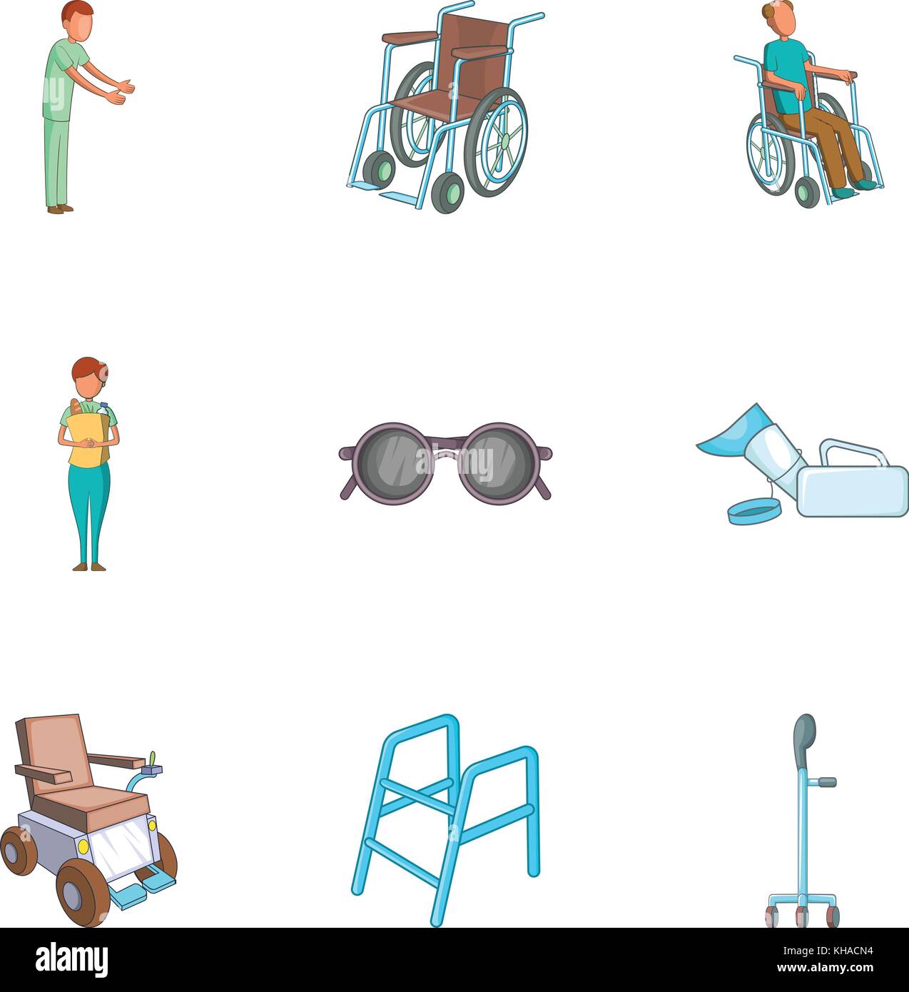 Care and accessibility icons set, cartoon style Stock Vector Image ...