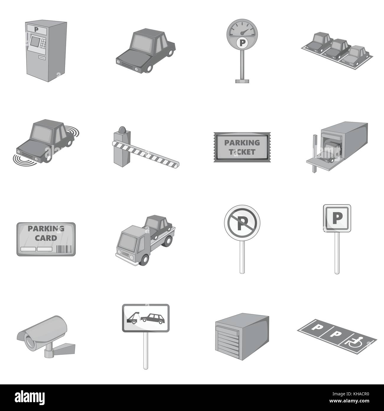 Parking items icons set, monochrome style Stock Vector Image & Art - Alamy