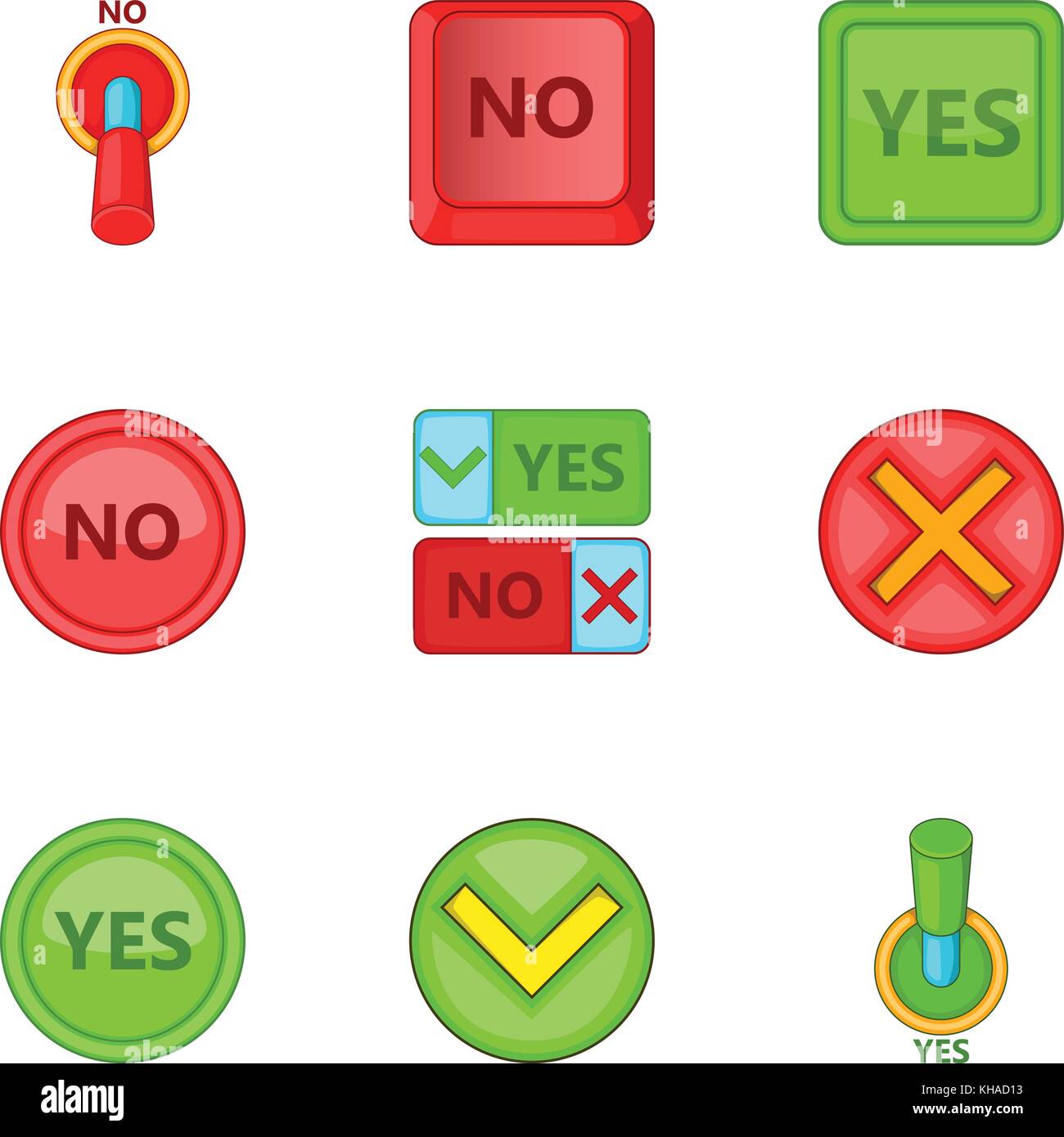 Yes and no button icons set, cartoon style Stock Vector Image & Art - Alamy