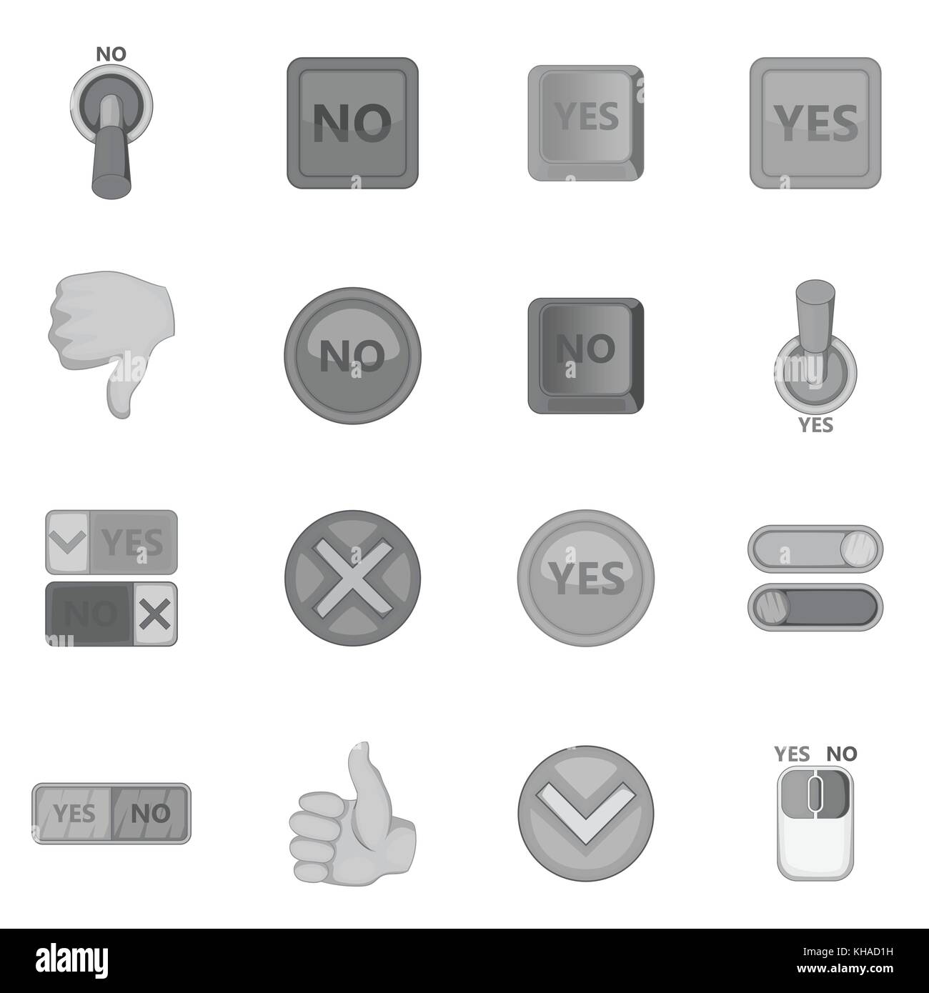 Yes no icons set, monochrome style Stock Vector Image & Art - Alamy