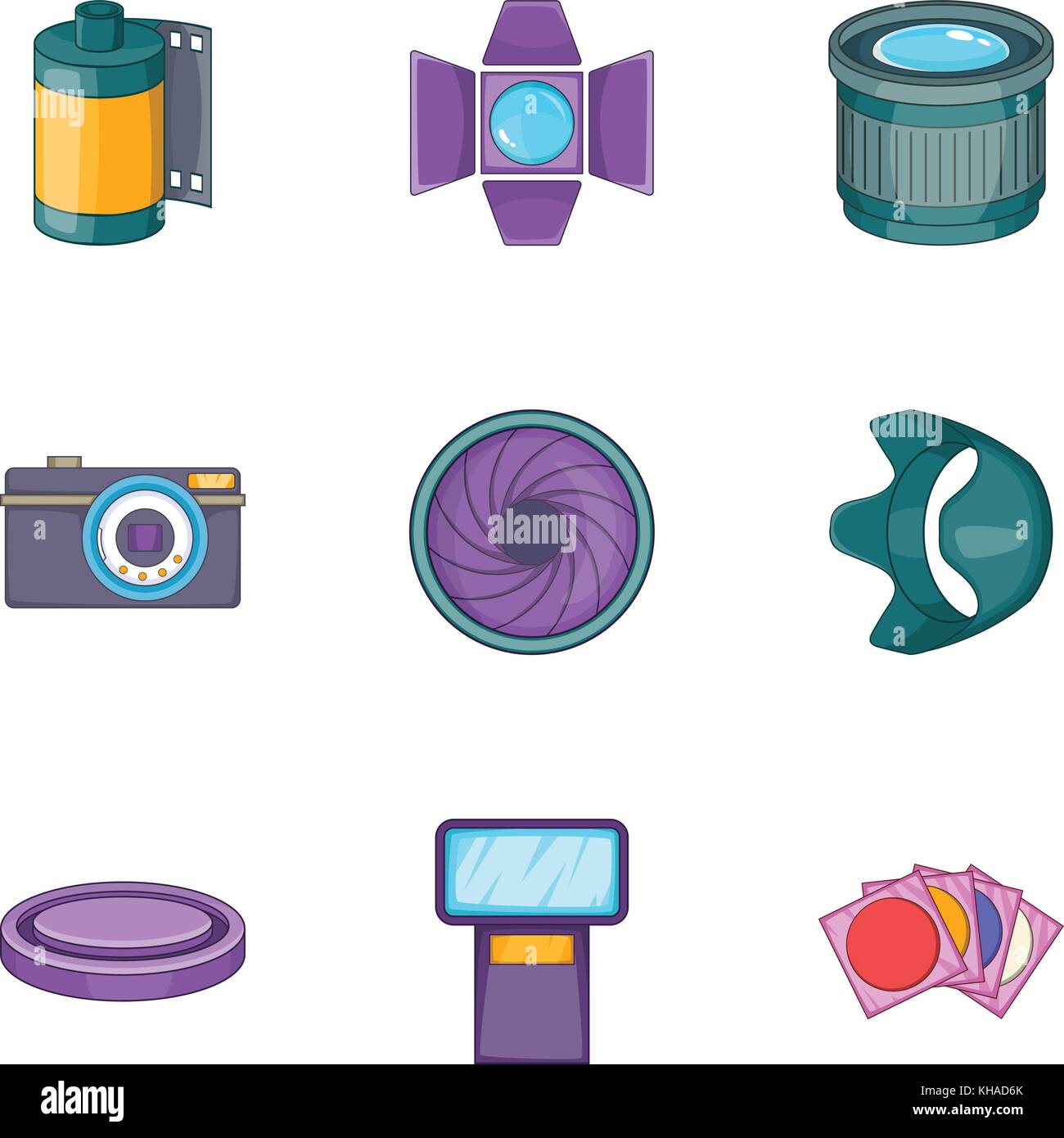 Photography equipment icons set, cartoon style Stock Vector Image & Art ...