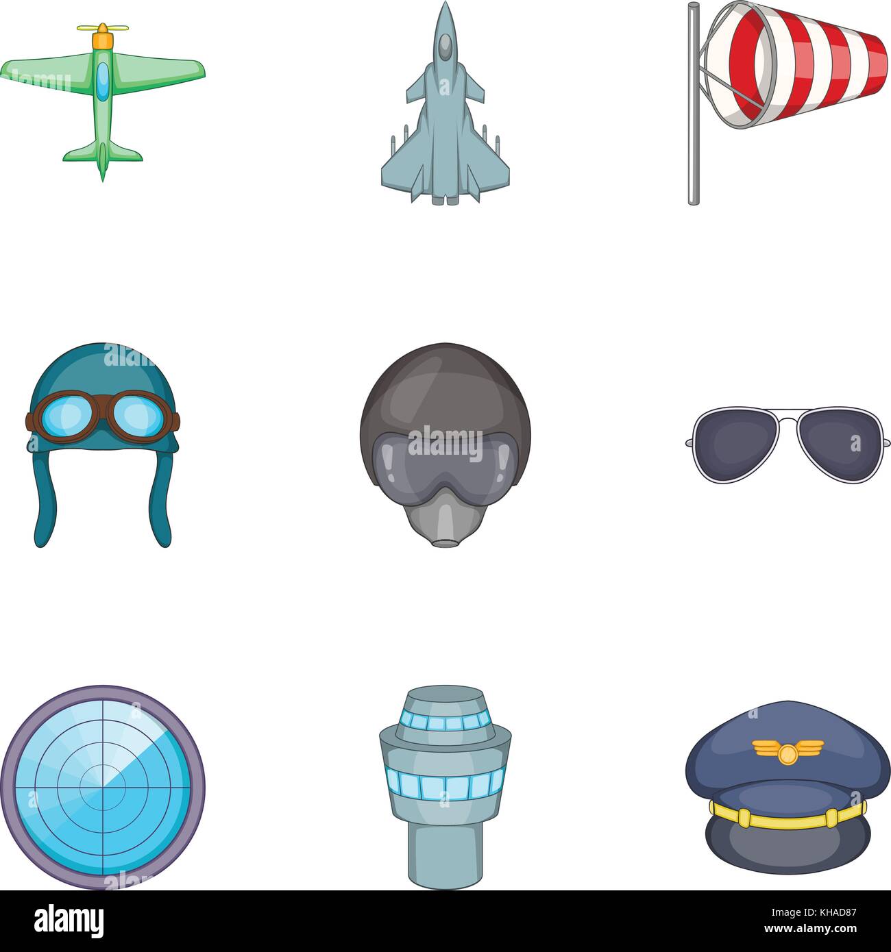 Pilot icons set, cartoon style Stock Vector Image & Art - Alamy