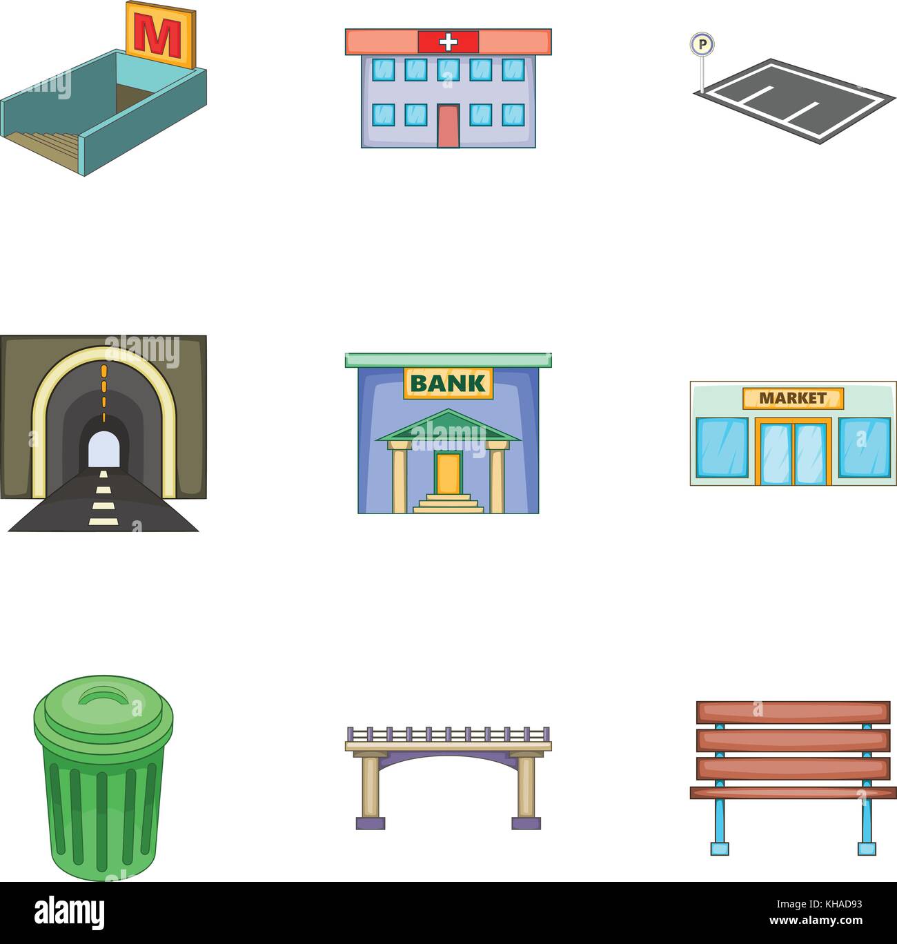Urban infrastructure icons set, cartoon style Stock Vector Image & Art ...