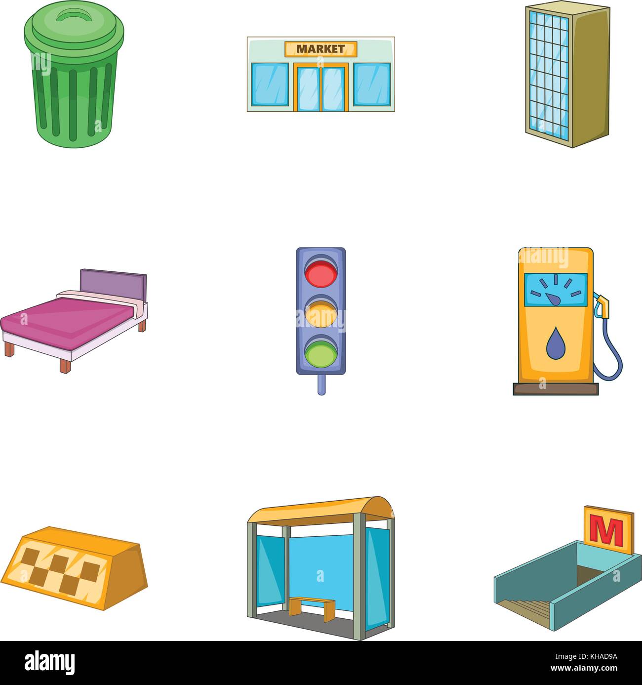 Urban elements icons set, cartoon style Stock Vector Image & Art - Alamy