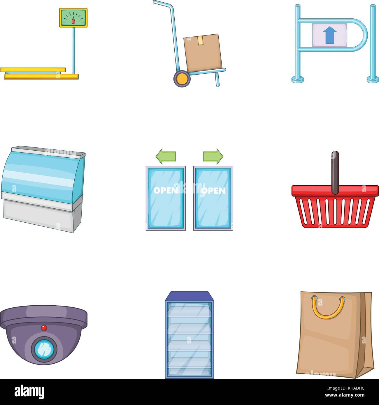 Retail store equipment icons set, cartoon style Stock Vector Image ...