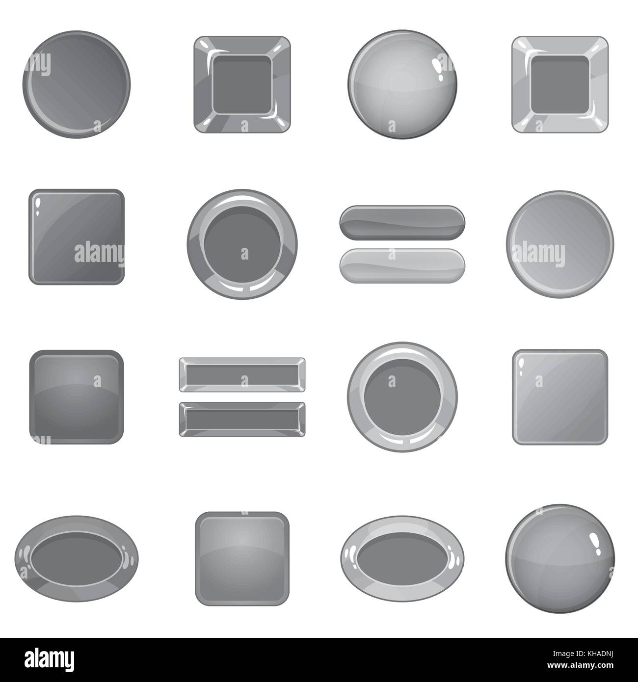 Blank web buttons icons set, monochrome style Stock Vector Image & Art ...