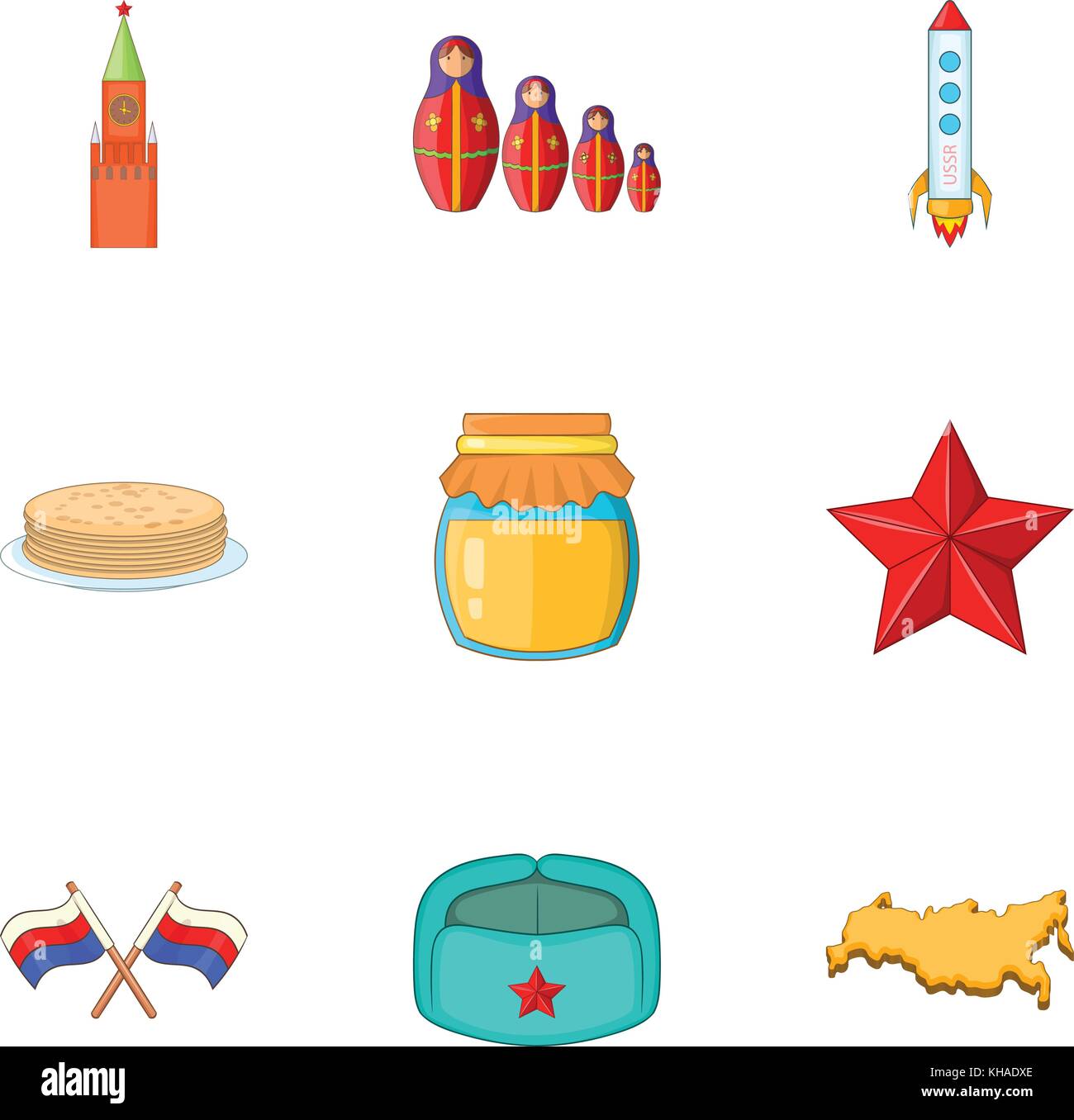 Russia elements icons set, cartoon style Stock Vector Image & Art - Alamy