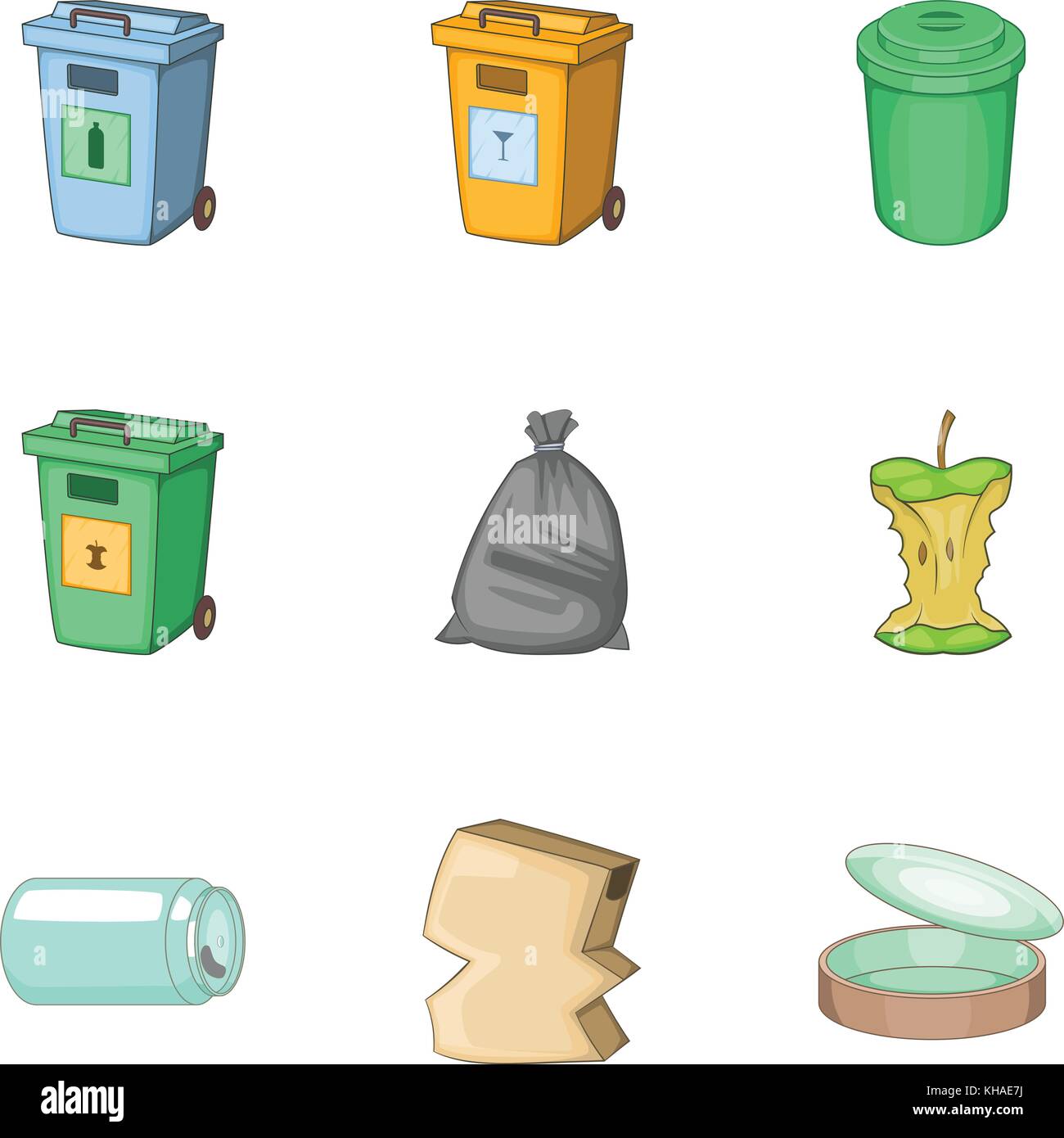 Garbage icons set, cartoon style Stock Vector Image & Art - Alamy