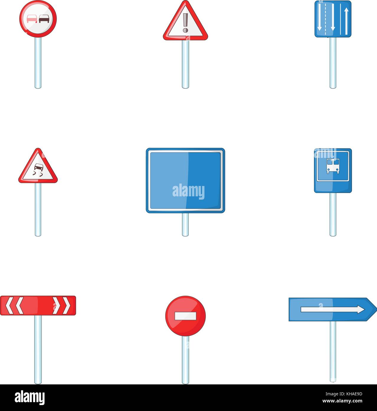 Warning road sign icons set, cartoon style Stock Vector Image & Art - Alamy