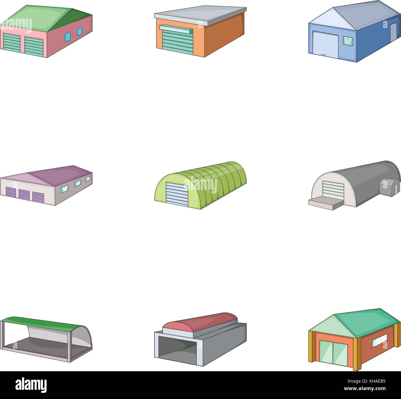 Warehouse building icons set, cartoon style Stock Vector Image & Art ...