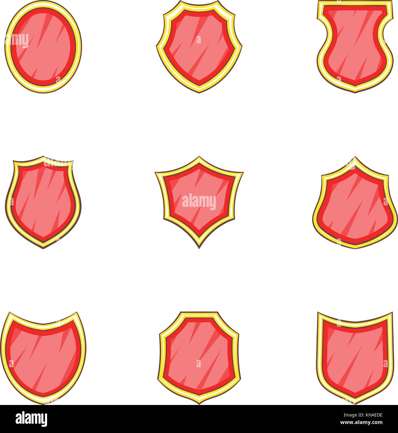 Shield shape icons set, cartoon style Stock Vector Image & Art - Alamy