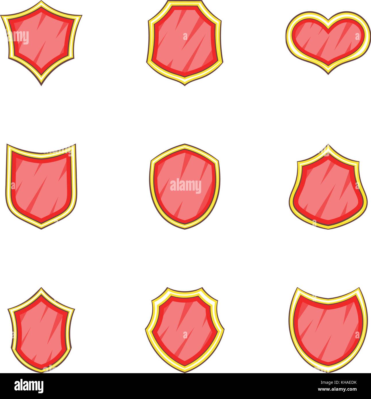 Red blank, classic shield icons set, cartoon style Stock Vector Image ...
