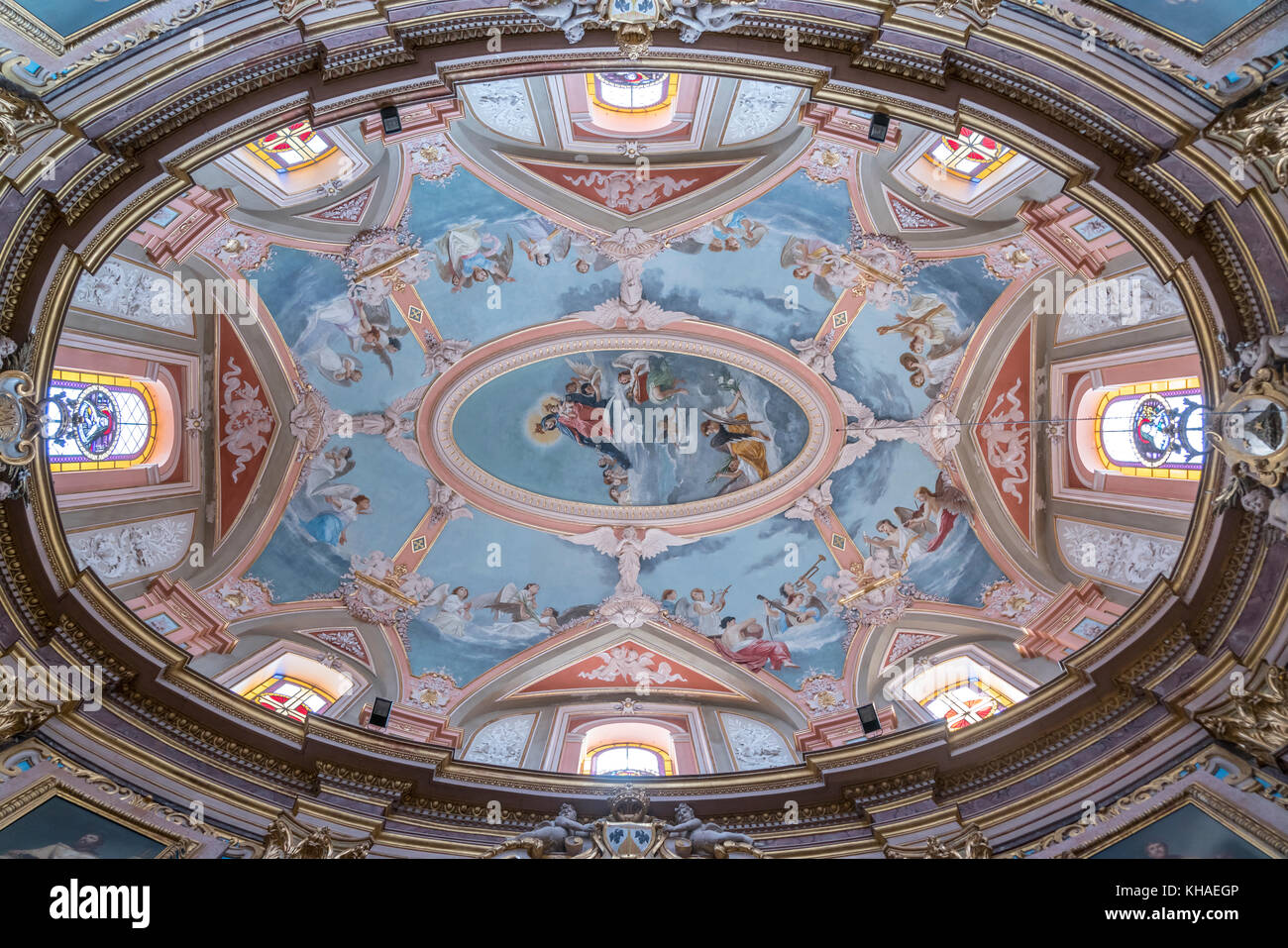 Ceiling painting, dome, Carmelite church, Mdina, Malta Stock Photo - Alamy