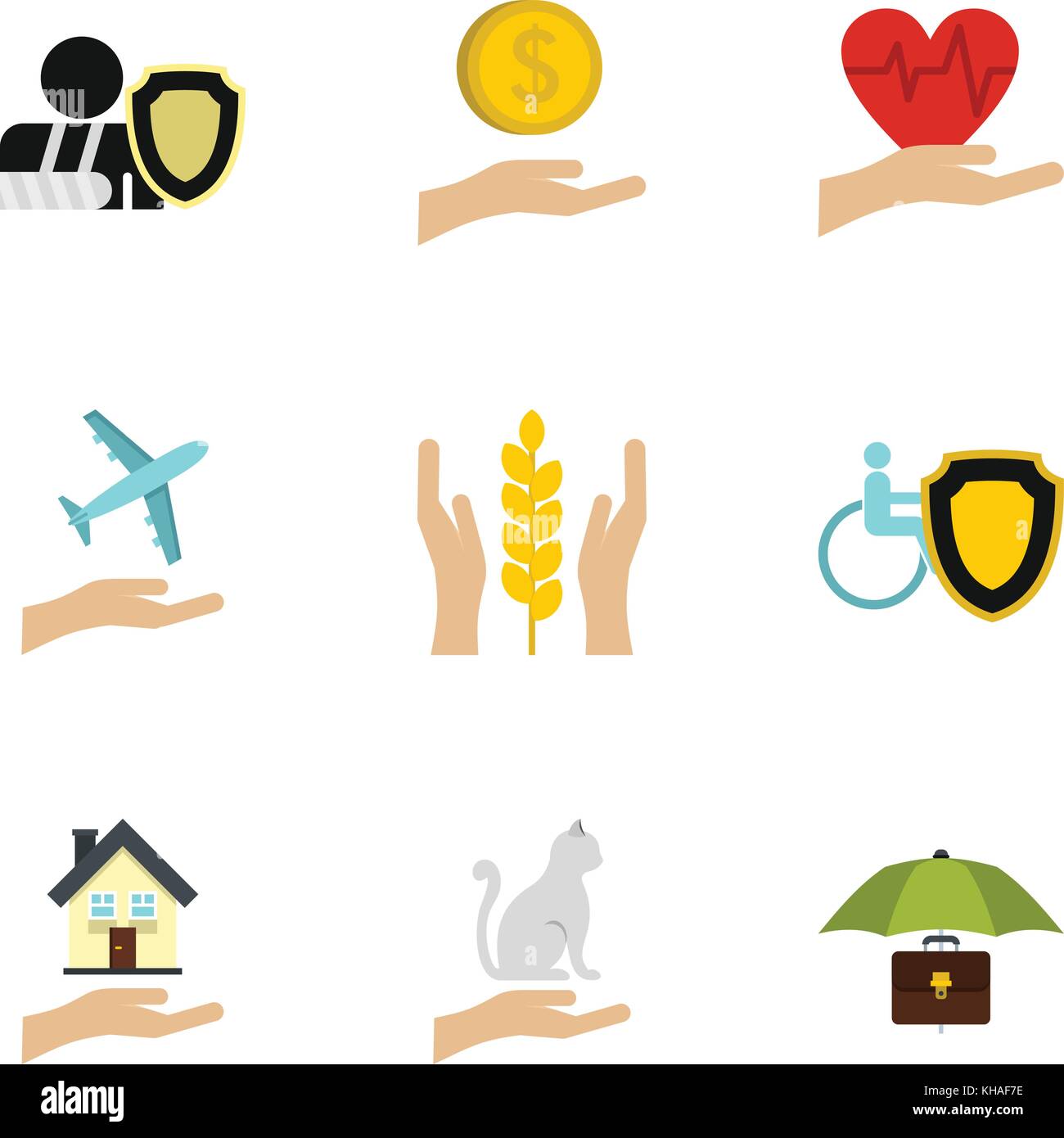 Assurance icons set, flat style Stock Vector Image & Art - Alamy