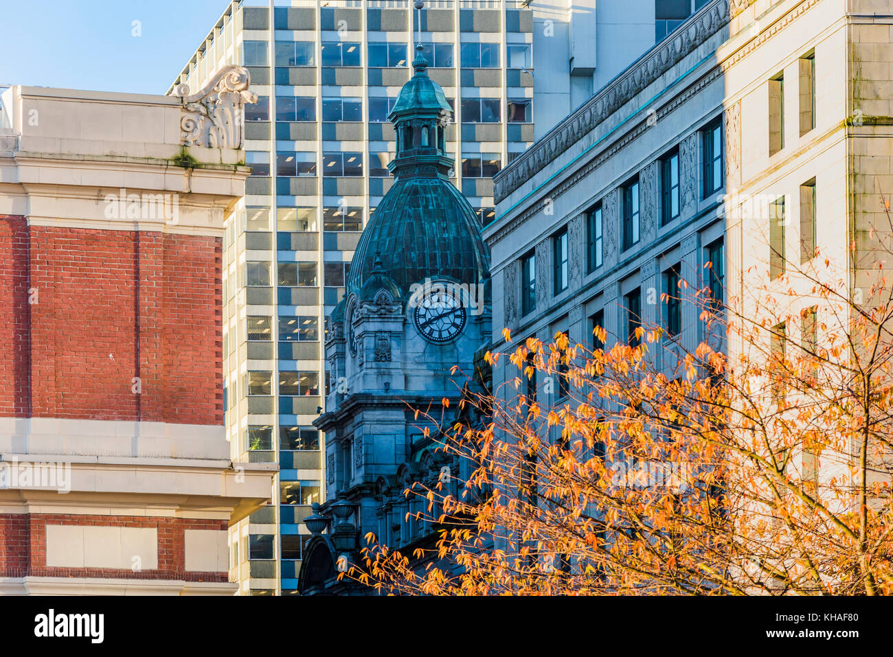 Sinclair Centre Clock, Vancouver, British Columbia, Canada Stock Photo ...