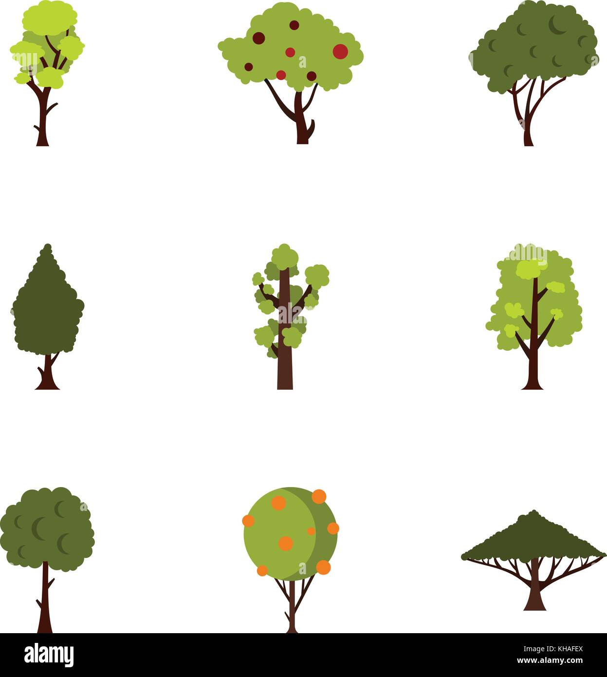 Trees icons set, flat style Stock Vector Image & Art - Alamy