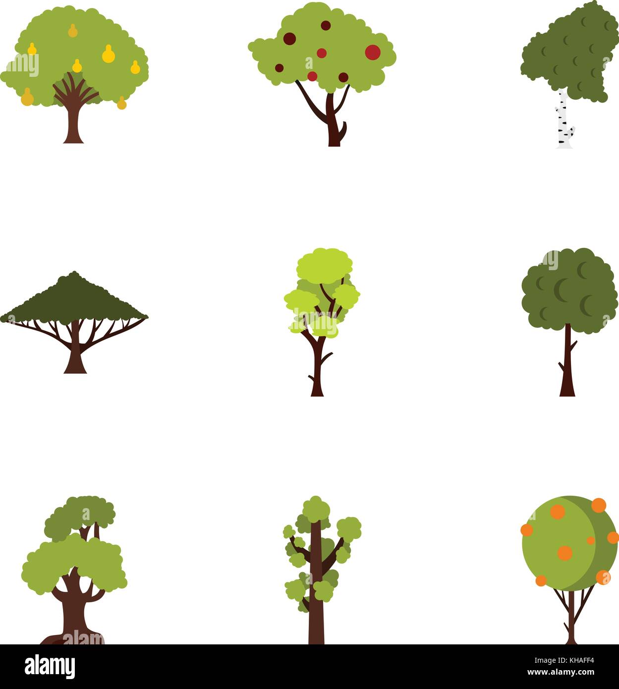 Types of trees icons set, flat style Stock Vector Image & Art - Alamy