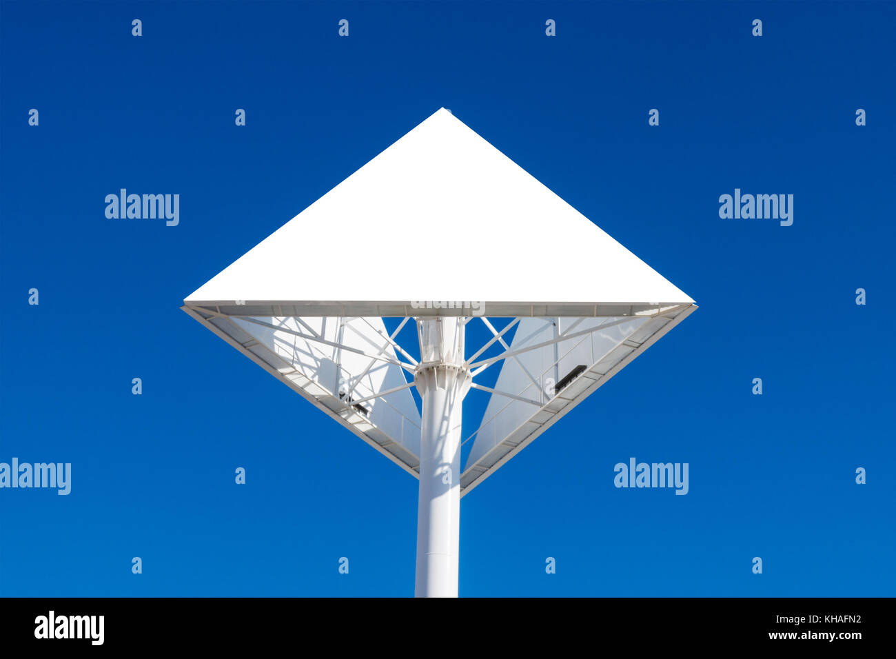 Triangle billboard or advertising poster with blue sky background Stock ...
