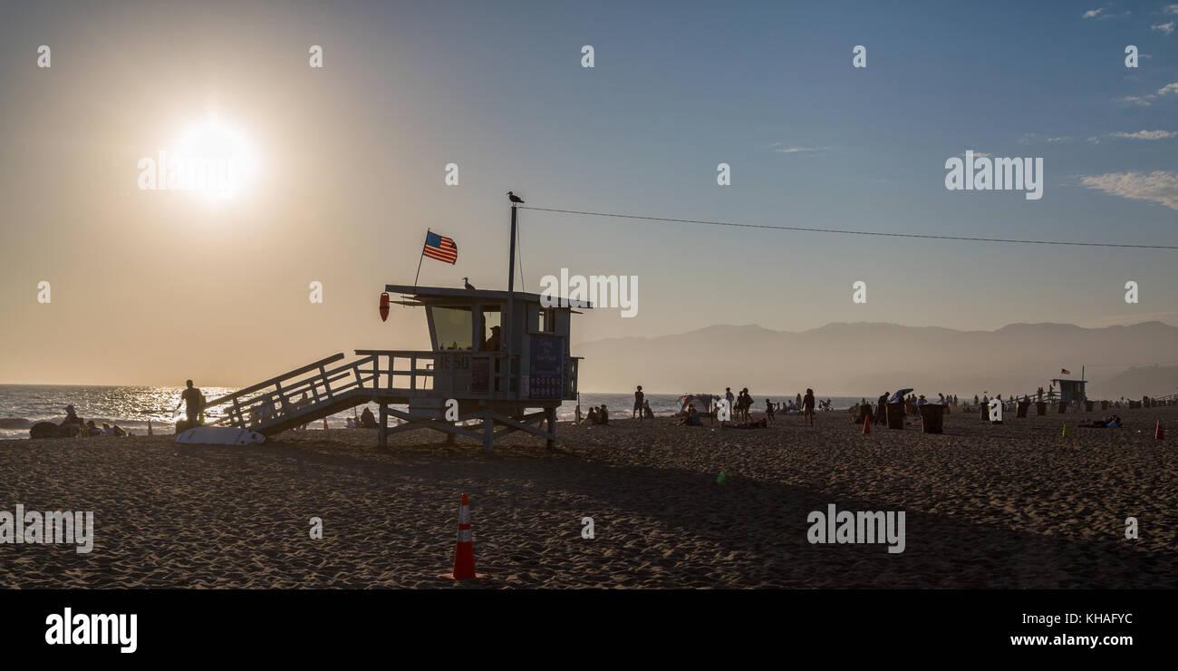 Sunset Beach, Backlight, Santa Monica, Los Angeles, California, USA ...