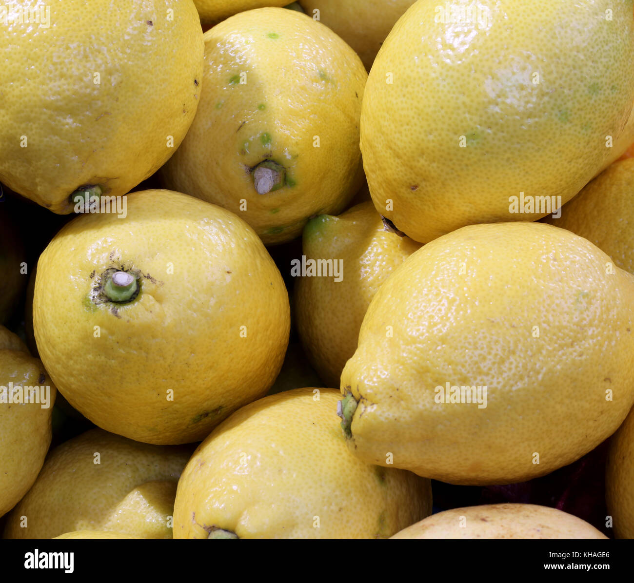 background of yellow organic lemons from mediterranean country Stock ...
