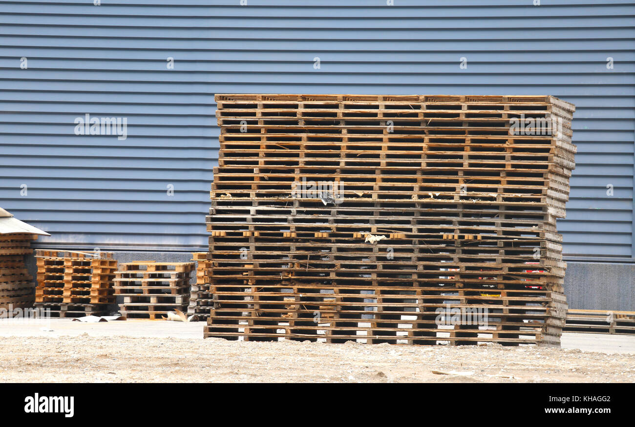many pallets for the transport of the products in the square of the ...