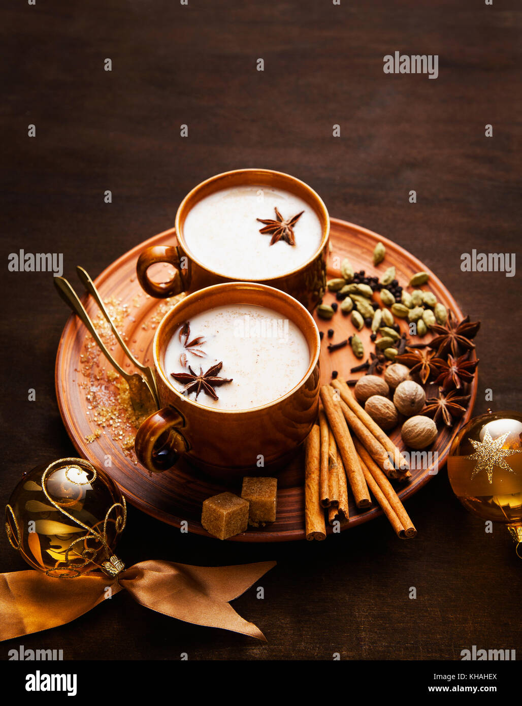 Masala tea chai latte traditional hot Indian teatime ceremony sweet ...