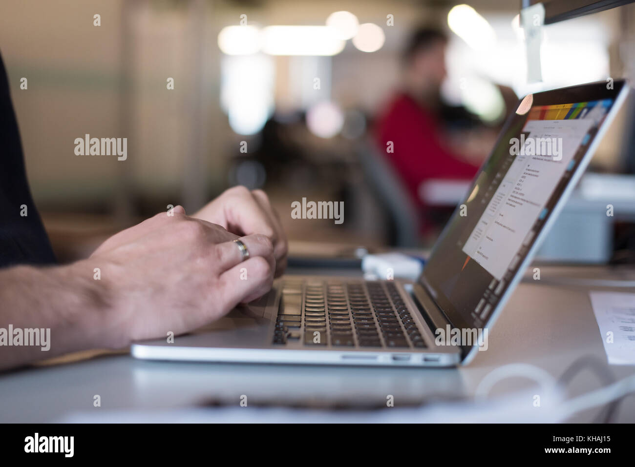 software developer writing programming code on laptop computer Stock ...