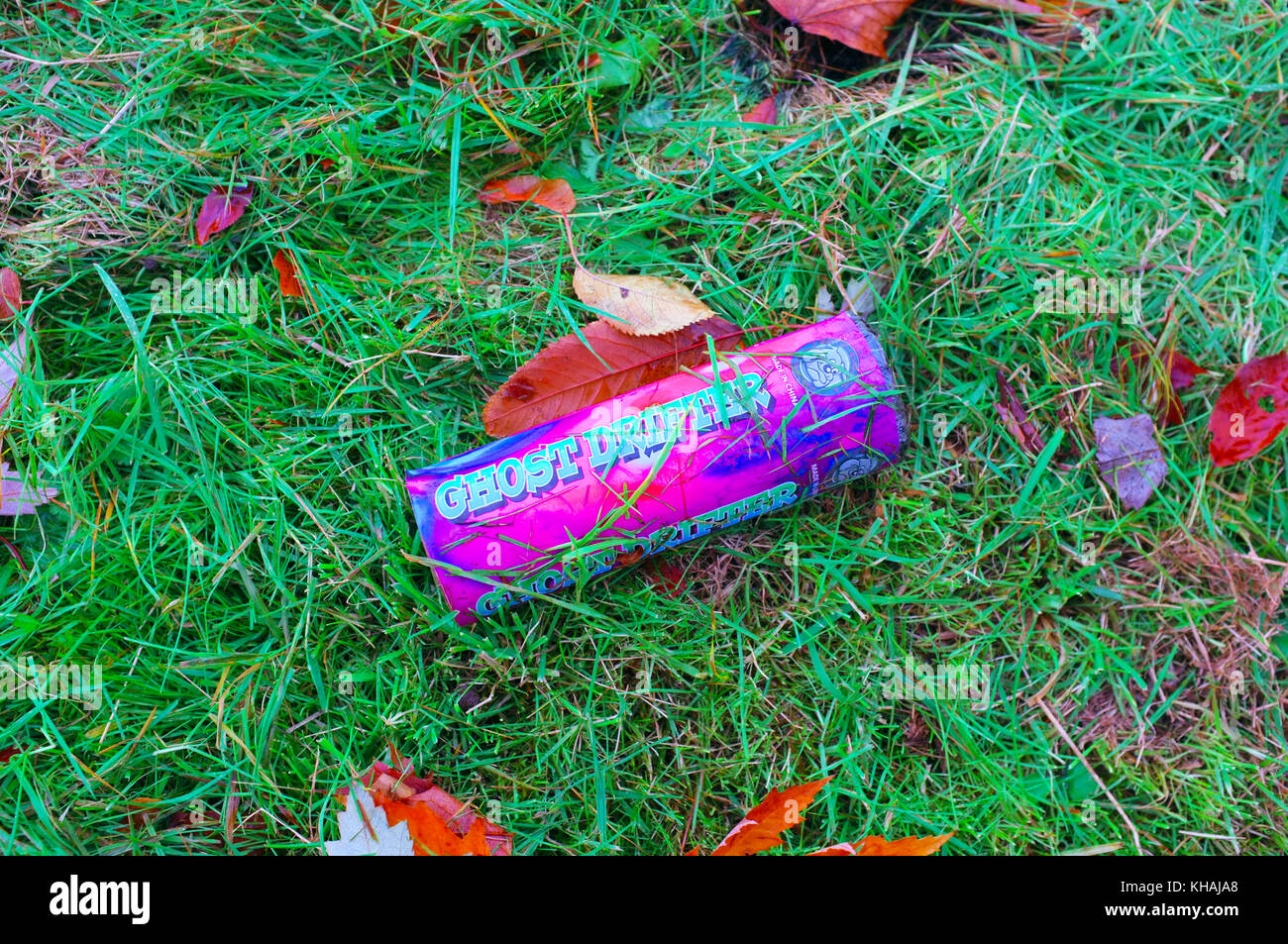 spent firework left on lawn Stock Photo - Alamy