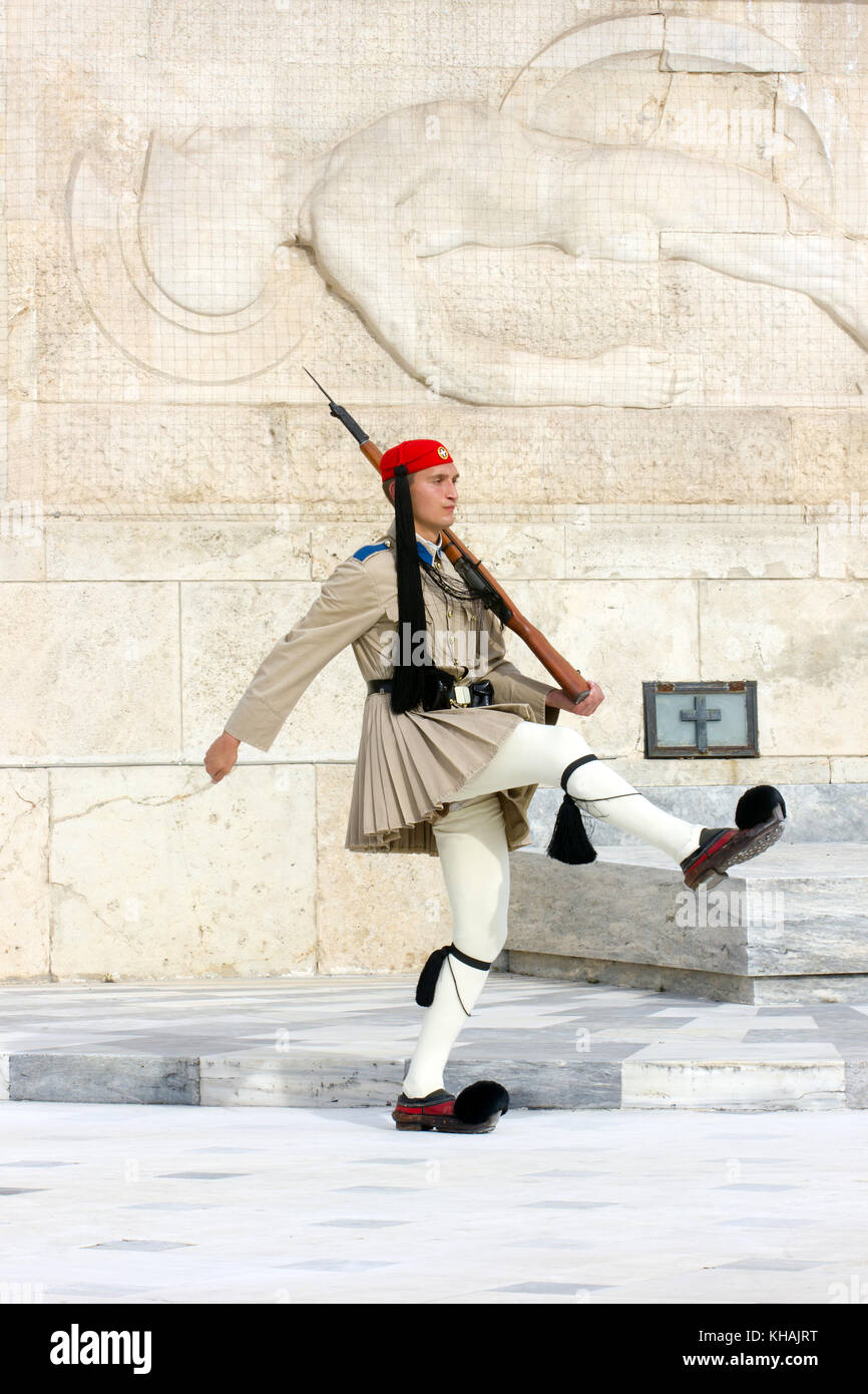The Greek Presidential guard called Tsoliades dressed in traditional ...
