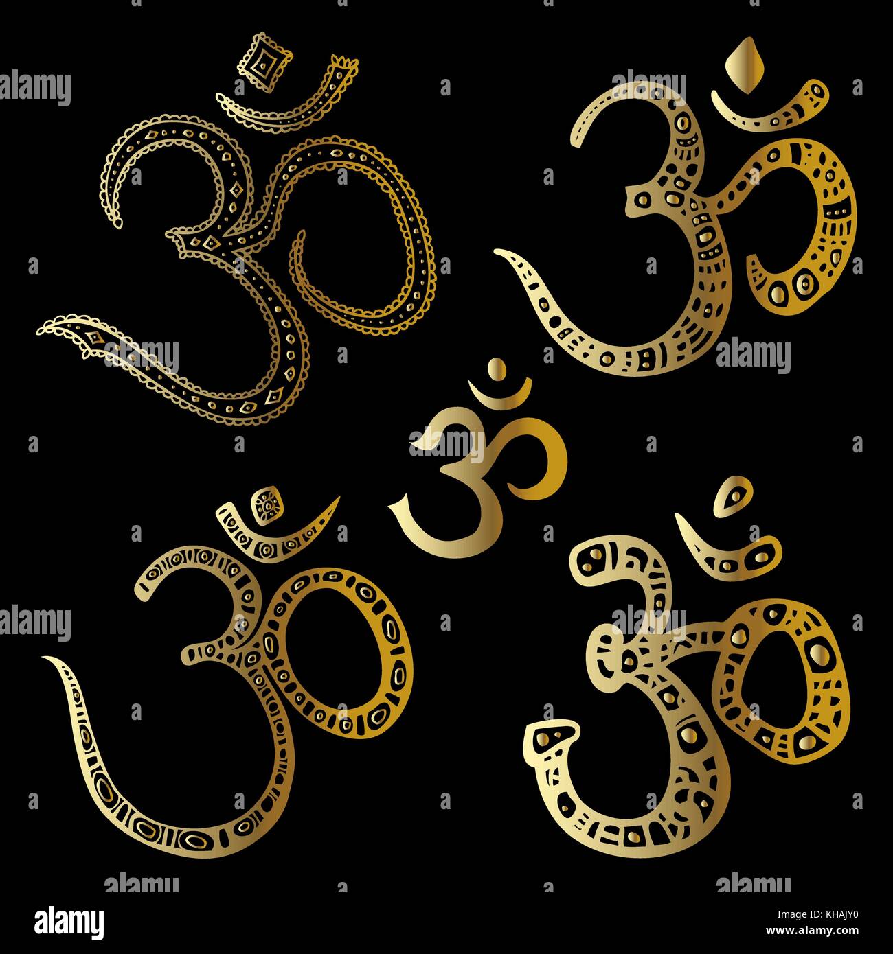 Ohm. Om Aum Symbol. Vector hand drawn illustration set Stock Vector ...