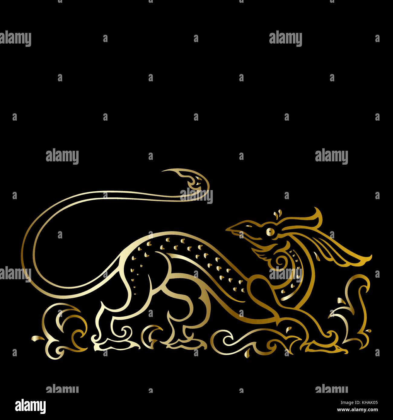 Dragon. Traditional Vector illustration. Ethnic tattoo style Stock ...