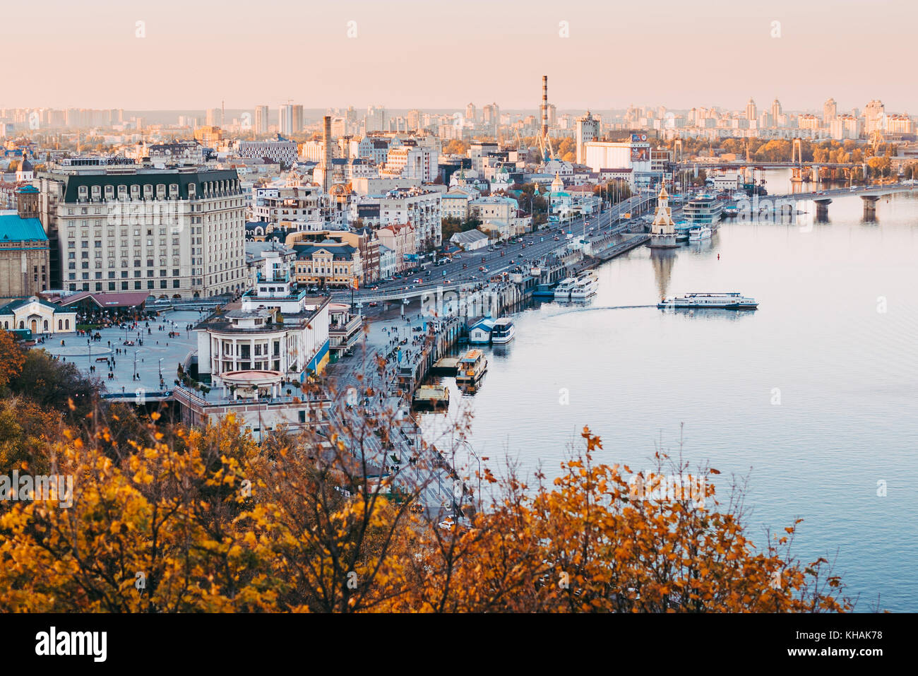 A view over downtown Kiev city on a brisk autumn evening Stock Photo ...