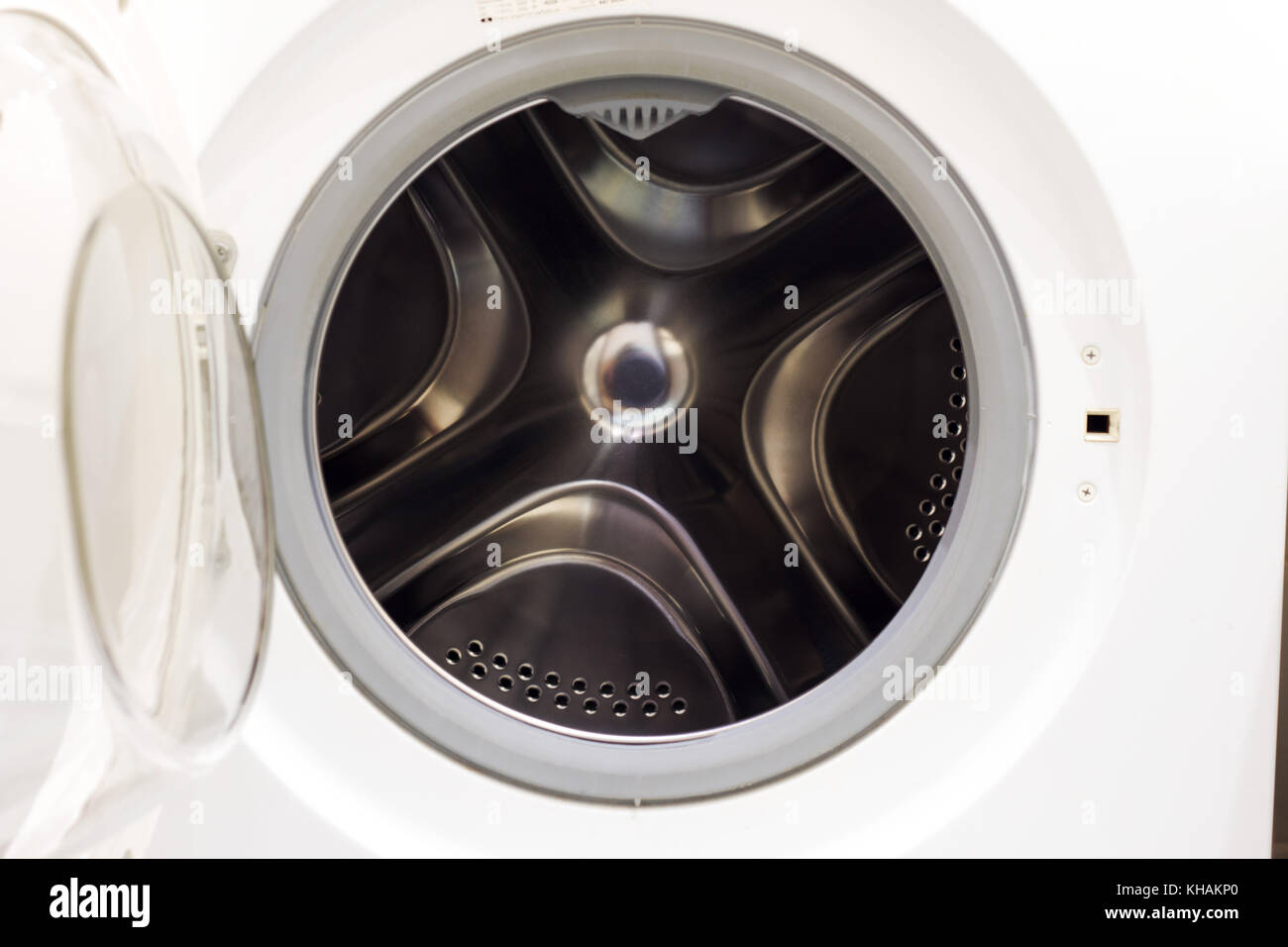 Washing machine automatic. Steel drum open. Closeup Stock Photo - Alamy