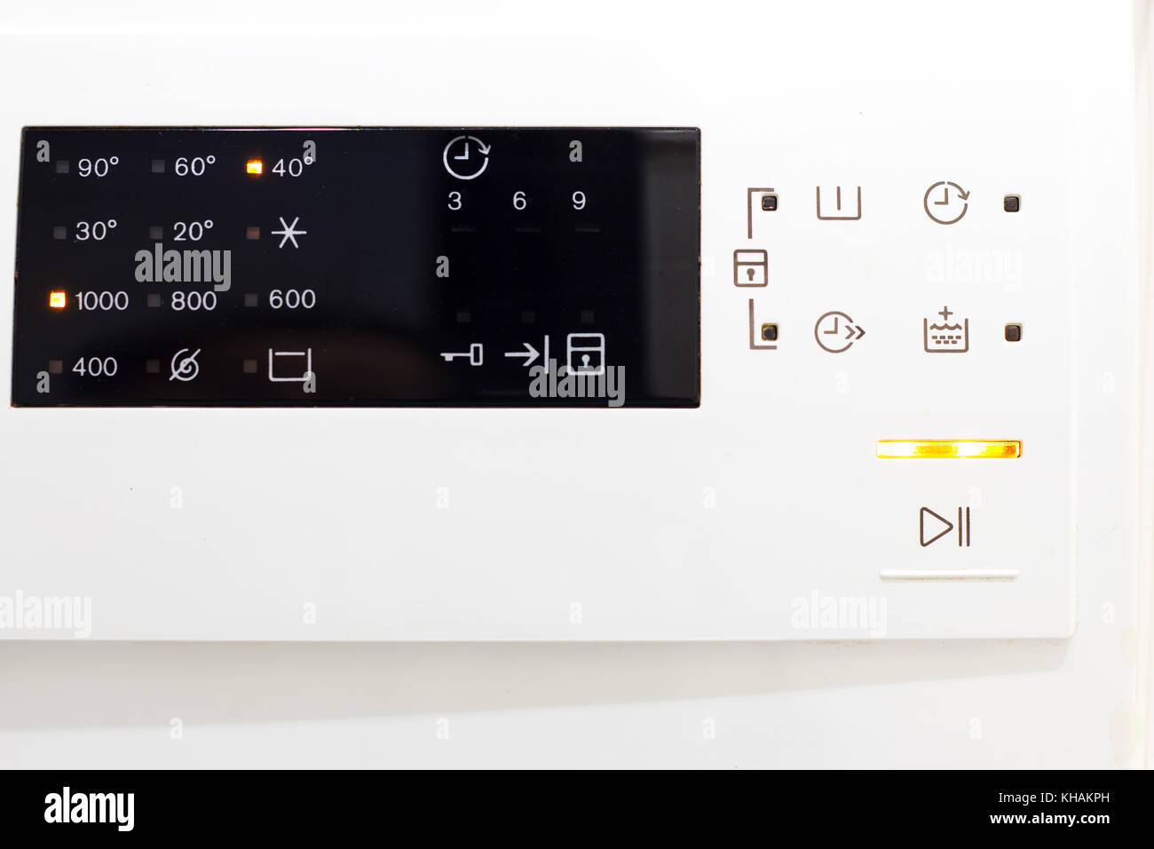 Display washing machine. Macro photo part of modern home washing ...